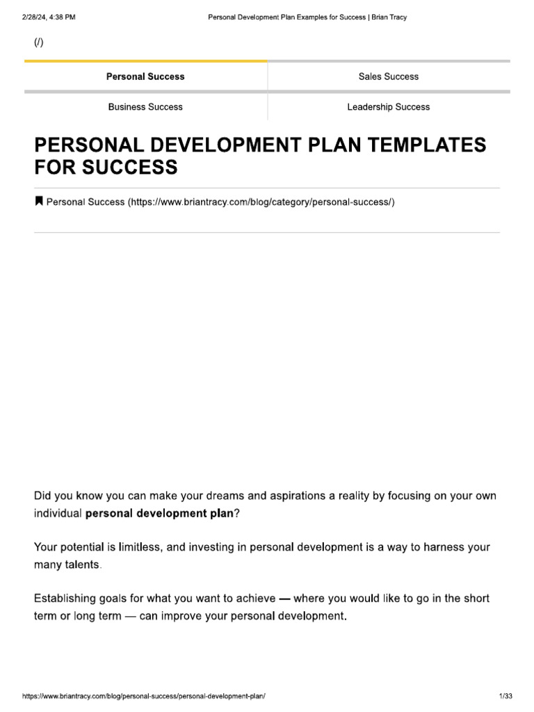 Personal Development Plan Template | PDF
