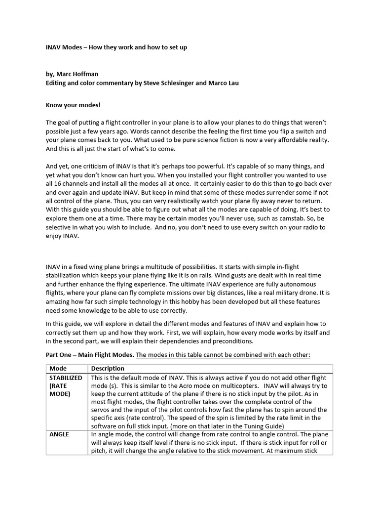INAV Modes | PDF | Aerospace | Aerospace Engineering