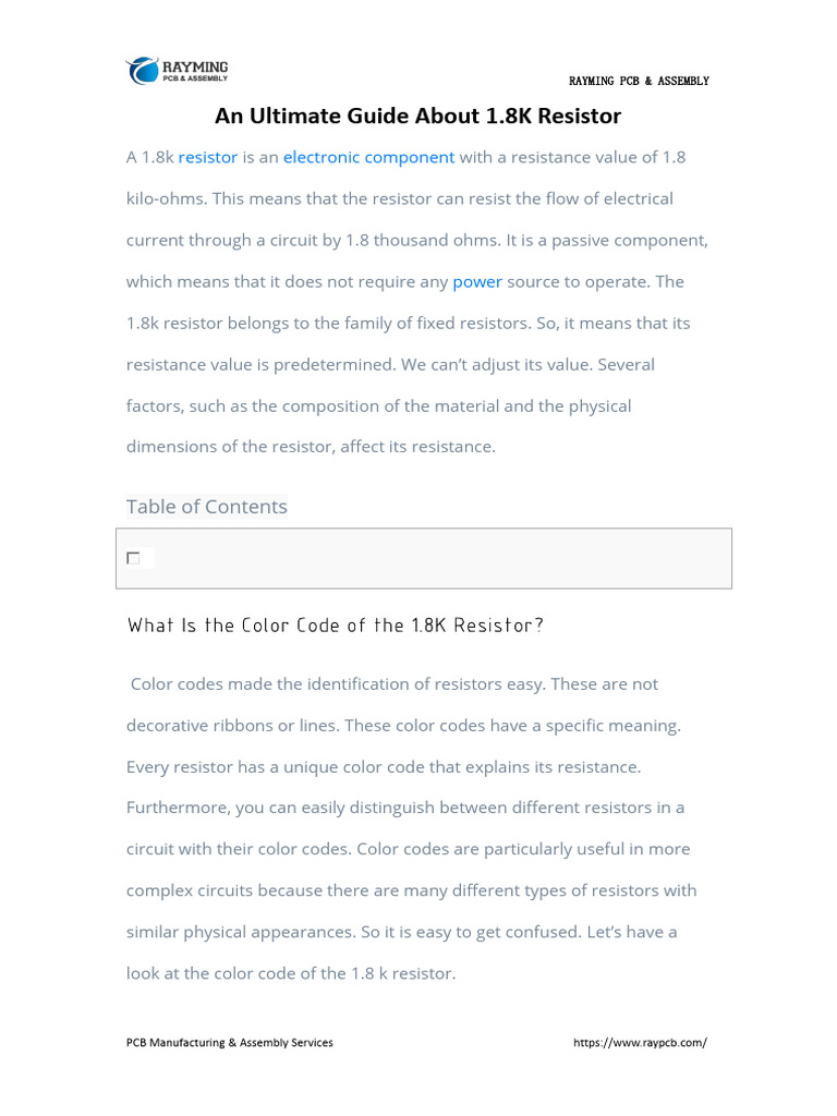 An Ultimate Guide About 1.8K Resistor | PDF | Resistor | Electrical ...