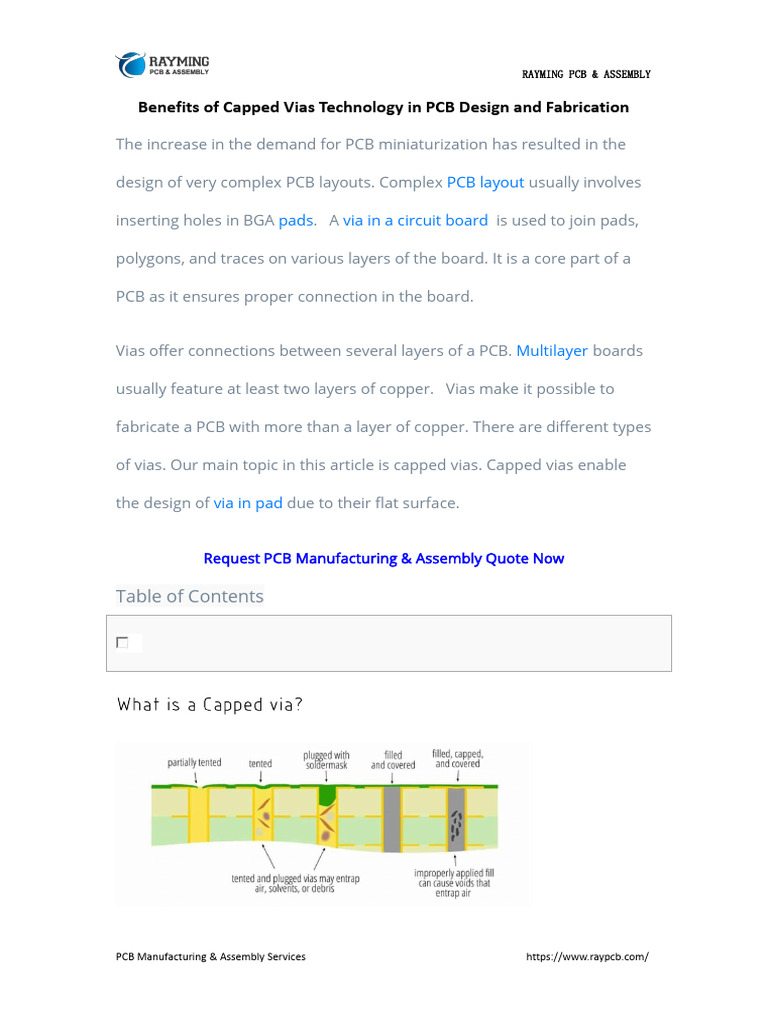 Benefits of Capped Vias Technology in PCB Design and Fabrication | PDF | Printed Circuit Board ...