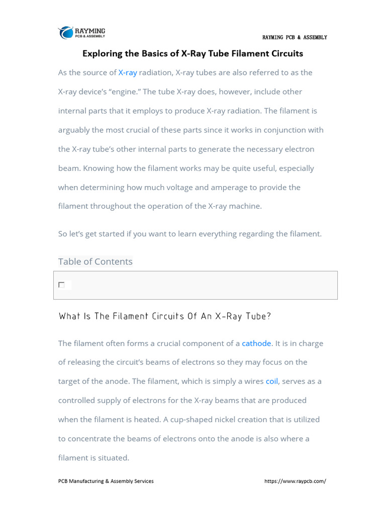 Exploring The Basics of X-Ray Tube Filament Circuits | PDF | Printed ...