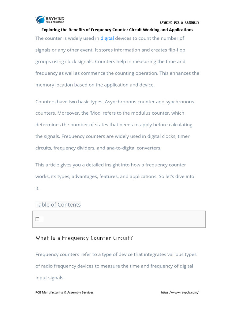 Exploring The Benefits of Frequency Counter Circuit Working and ...