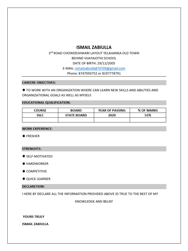 Ismail Zabiull1 Resume | PDF