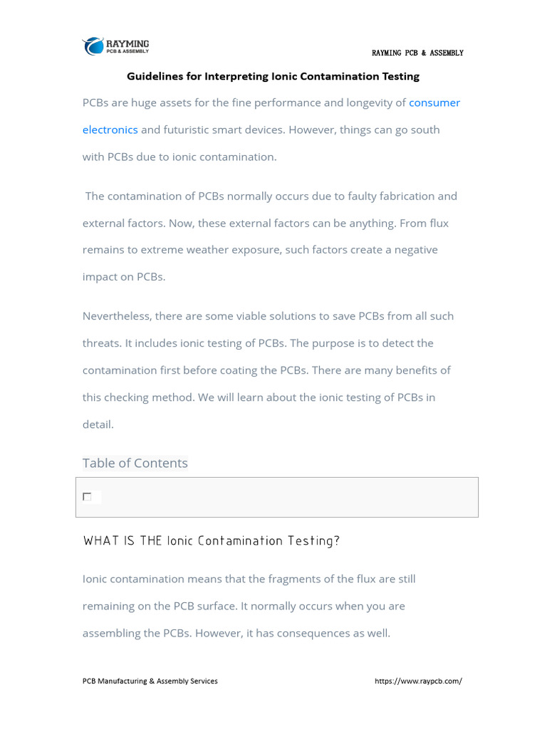 Guidelines For Interpreting Ionic Contamination Testing | PDF