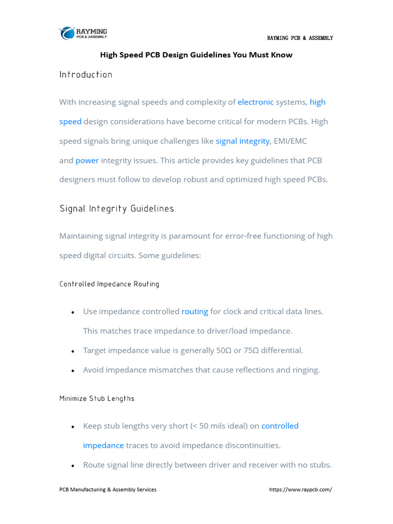 High Speed PCB Design Guidelines You Must Know | PDF | Printed Circuit ...