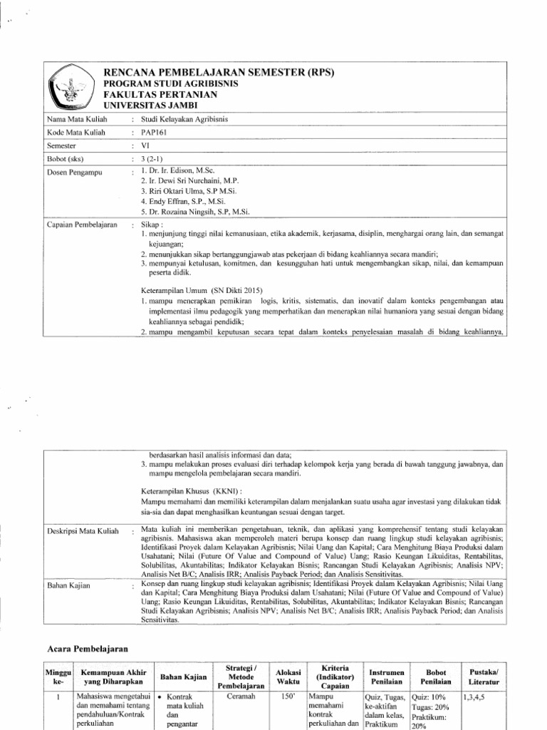 RPS Kelayakan Agri | PDF