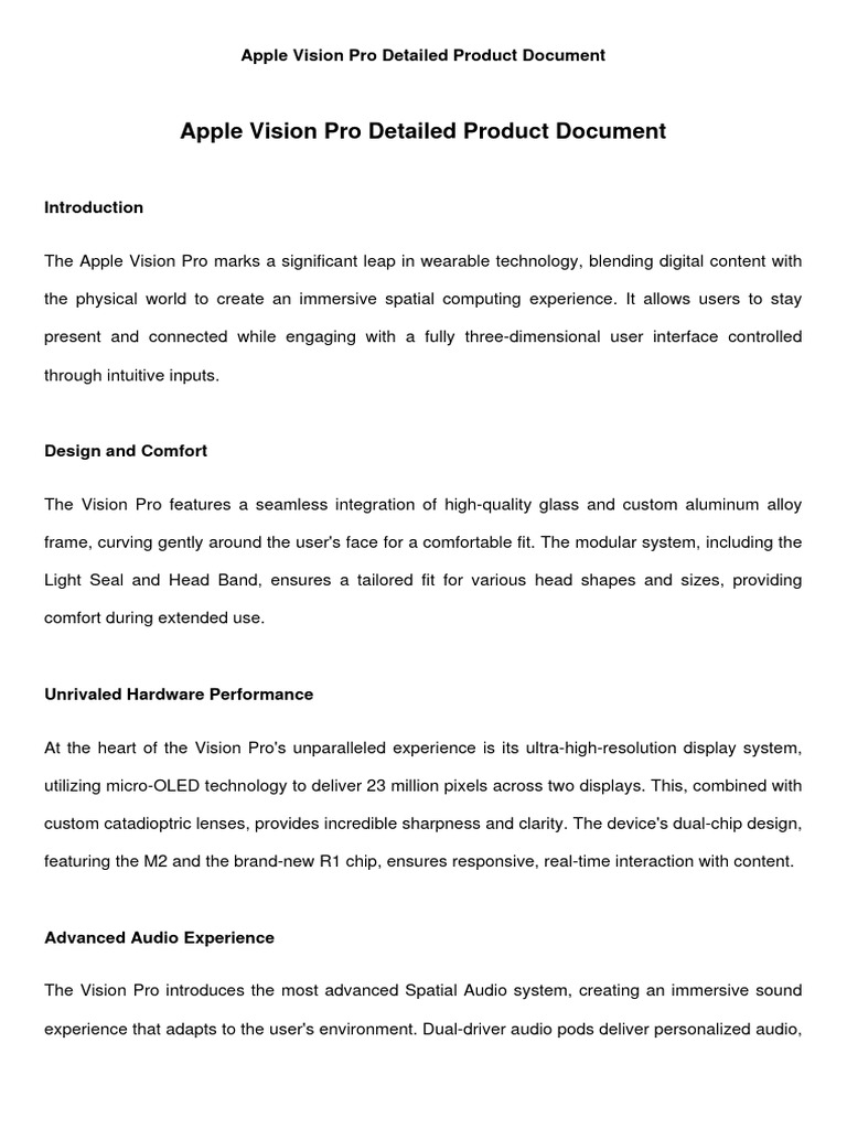 Apple Vision Pro Overview and Features | PDF | Apple Inc. | Computing