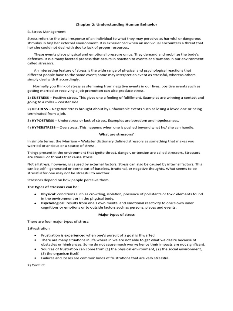 Chapter 2 (Human Behavior) | PDF | Stress (Biology) | Cognitive Science