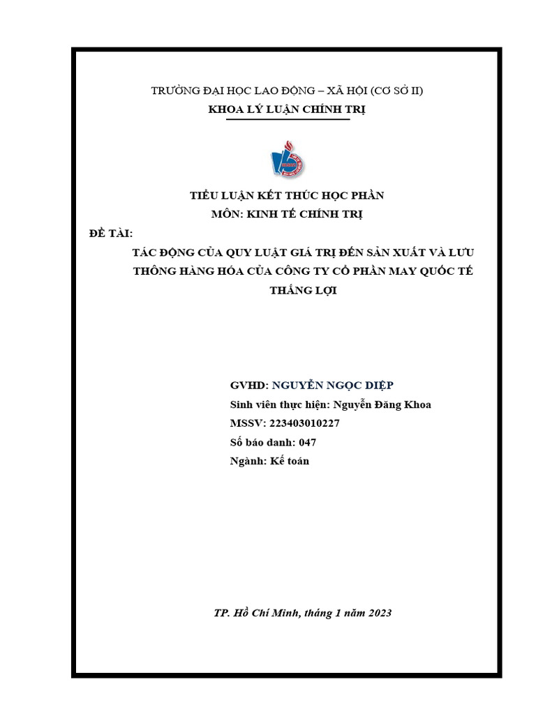 Tieu luan ktct-Nguyễn Đăng KHoa | PDF