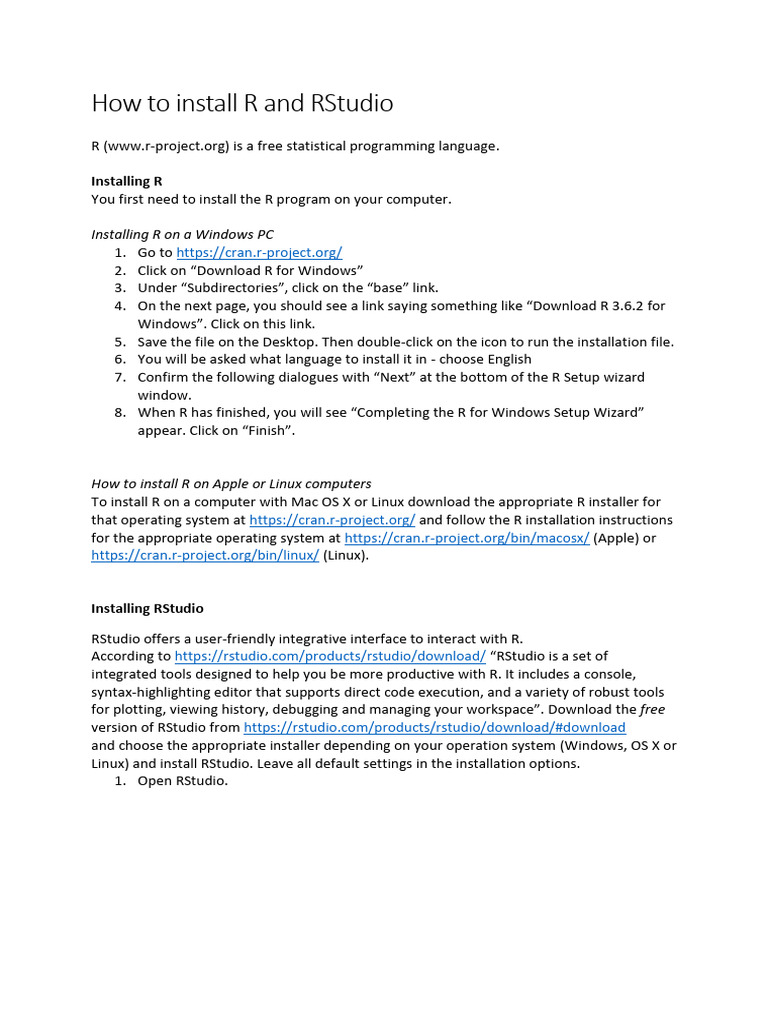 How To Install R | PDF | Installation (Computer Programs) | Operating System