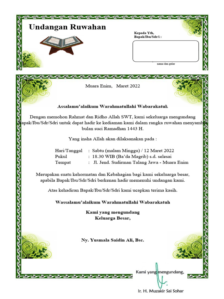 Undangan Ruwahan | PDF