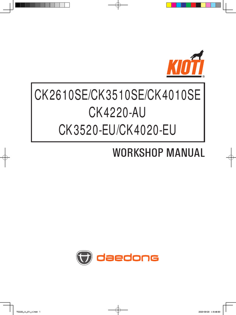 Kioti CK Series Workshop Manual | PDF | Tractor | Manual Transmission