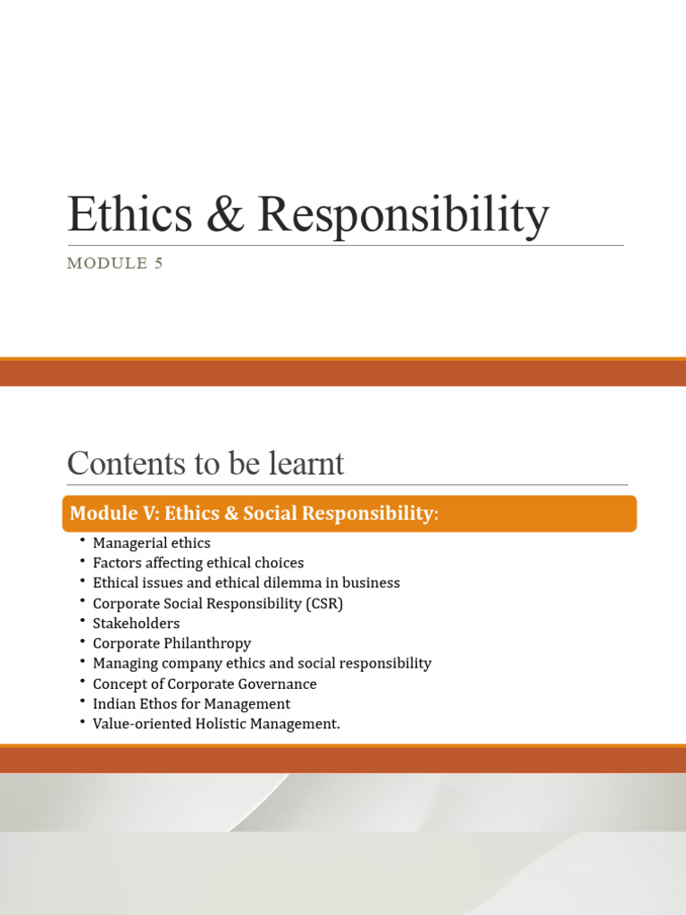 Module 5 - Ethics & Responsibility | PDF | Corporate Social ...