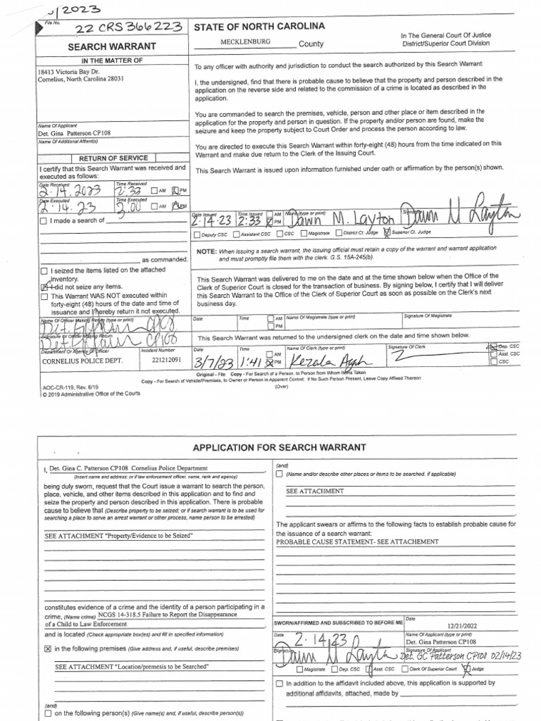 2023 02 14 - Search Warrant - Home of Madalina - Diana Cojocari ...