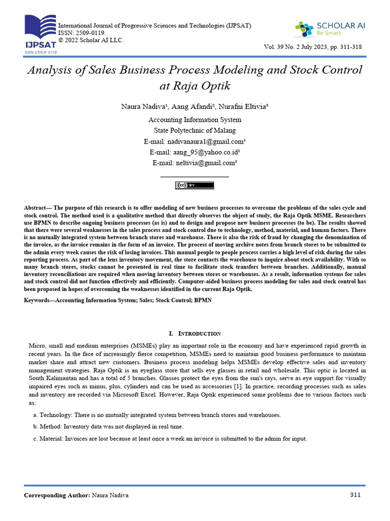 Sales Process Modeling at Raja Optik | PDF | Inventory | Sales