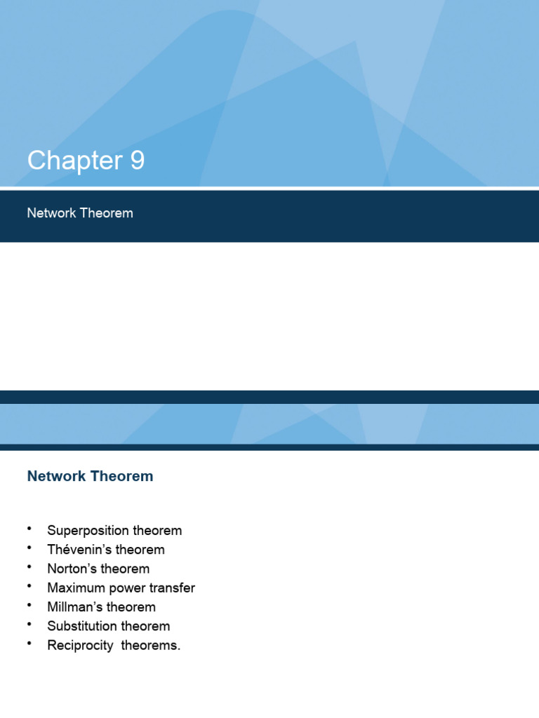 Chapter 9- Network Theorem | PDF | Electrical Network | Electrical Circuits