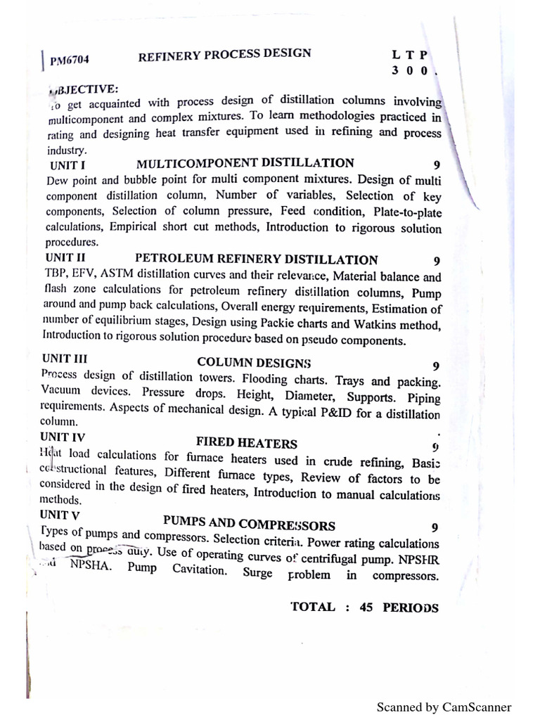 Refinery Process Design Notes | PDF