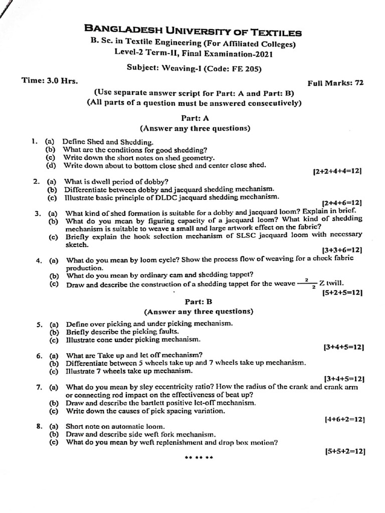 Weaving-1 Question | PDF