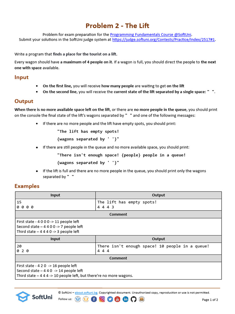 The Lift - Problem Description | PDF | Computing | Computer Science