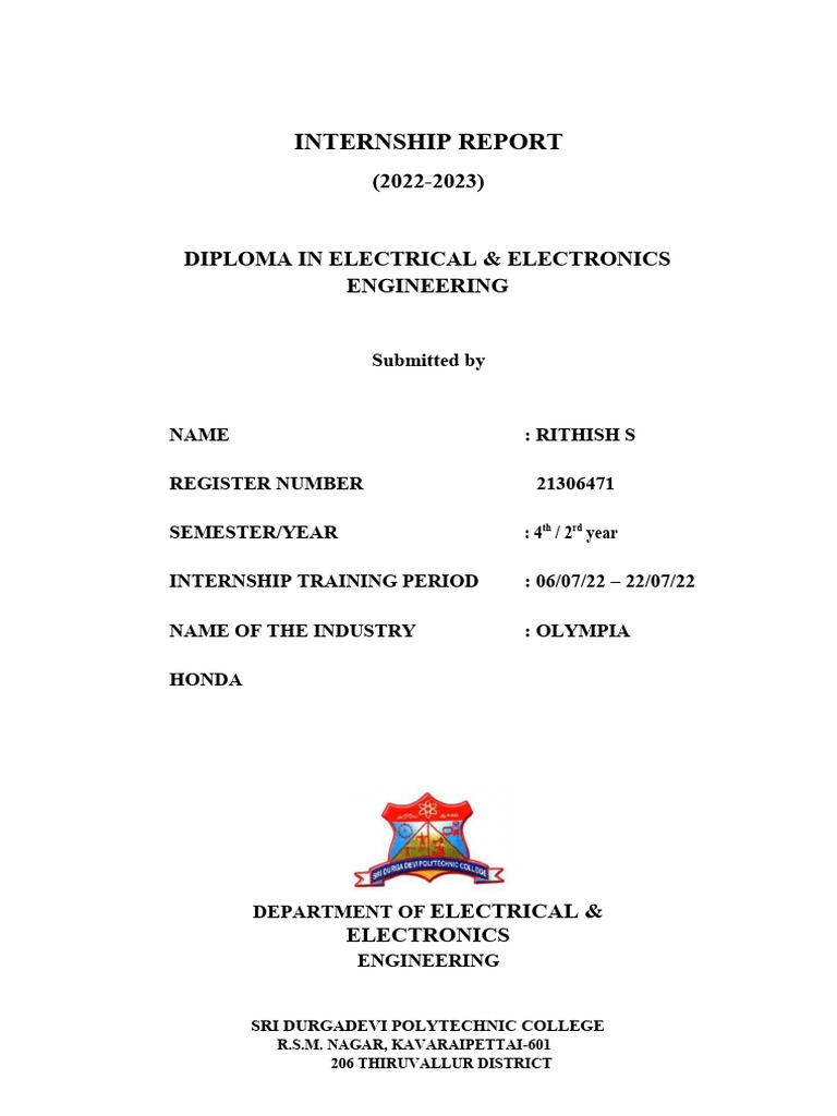 Internship Report: Electrical Engineering | PDF | Throttle | Tire