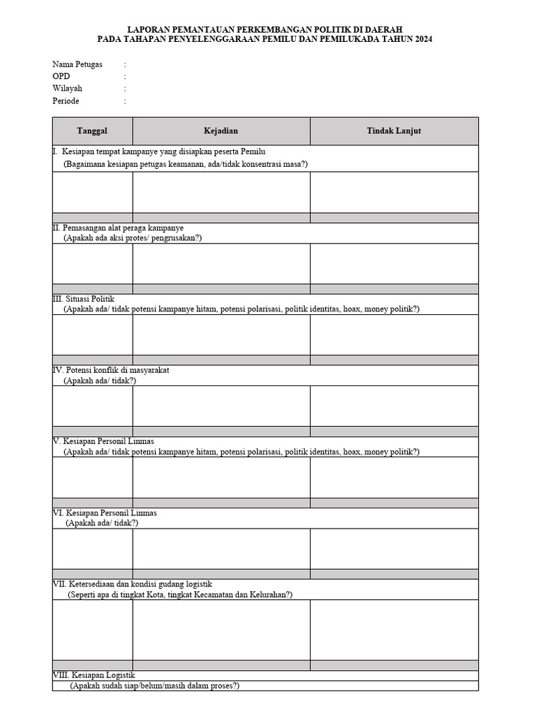 Template Formulir Monev Pemilu-2024 | PDF