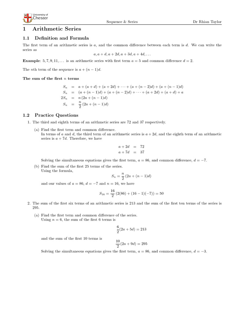 Math Series & Sequences Guide | PDF | Summation | Numbers
