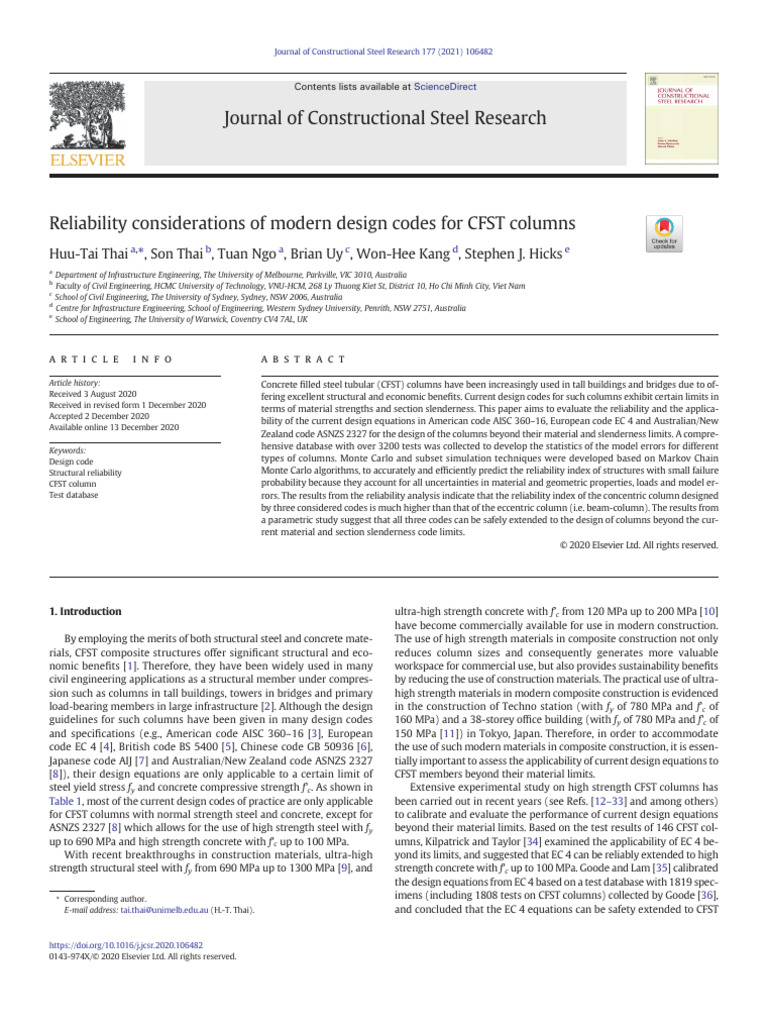 Reliability of CFST Column Design Codes | PDF | Buckling | Reliability ...