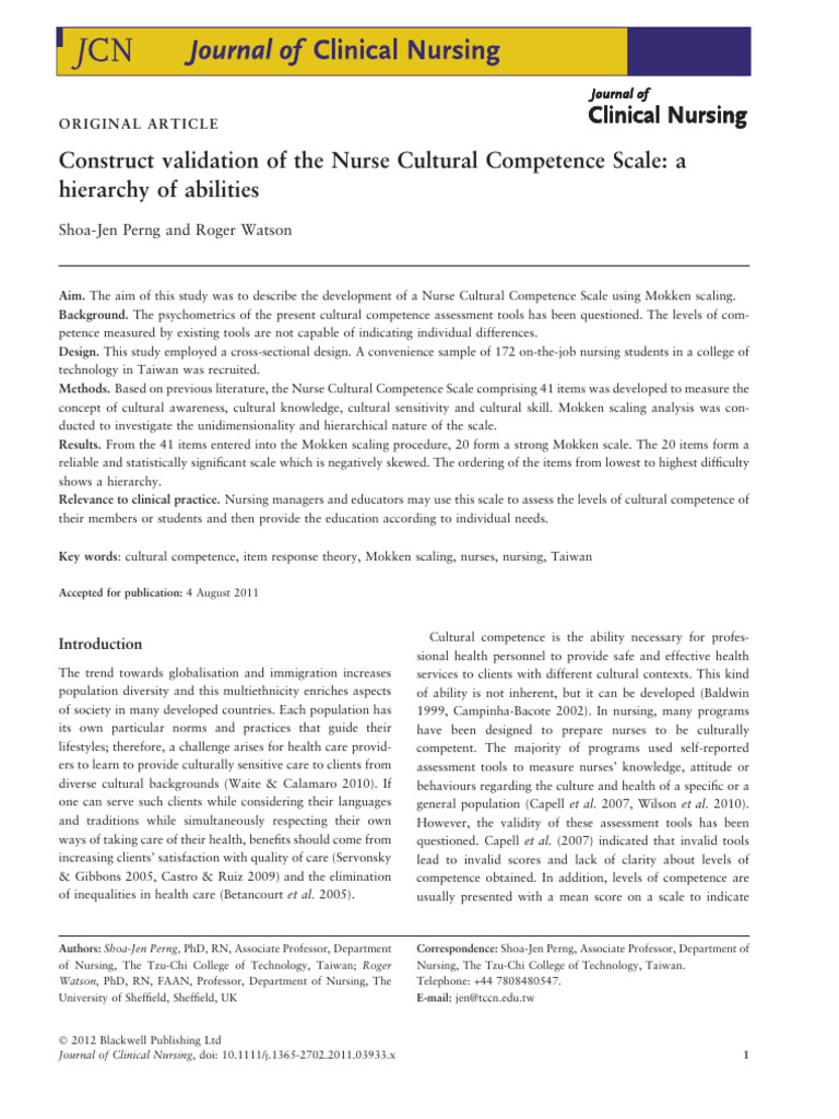 Nurse Cultural Competence Scale Validation | PDF | Nursing
