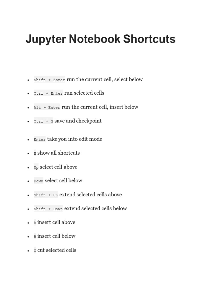 Jupyter Notebook Shortcuts | PDF | Computers
