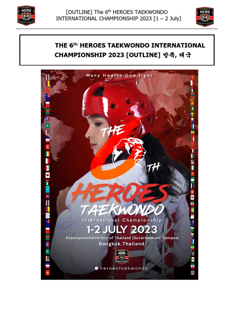 ระเบียบการThe - 6th Heroes Taekwondo - English 2023 | PDF | Taekwondo