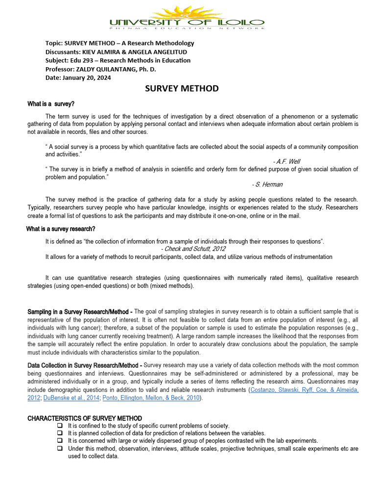 Survey Method Soft | PDF | Survey Methodology | Methodology