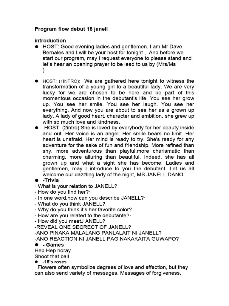 Program Flow Debut 18 Janell | PDF