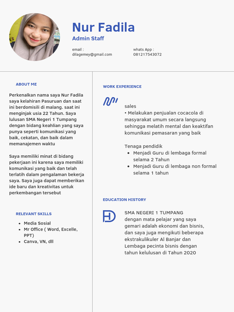 CV Dila Admin Staff | PDF