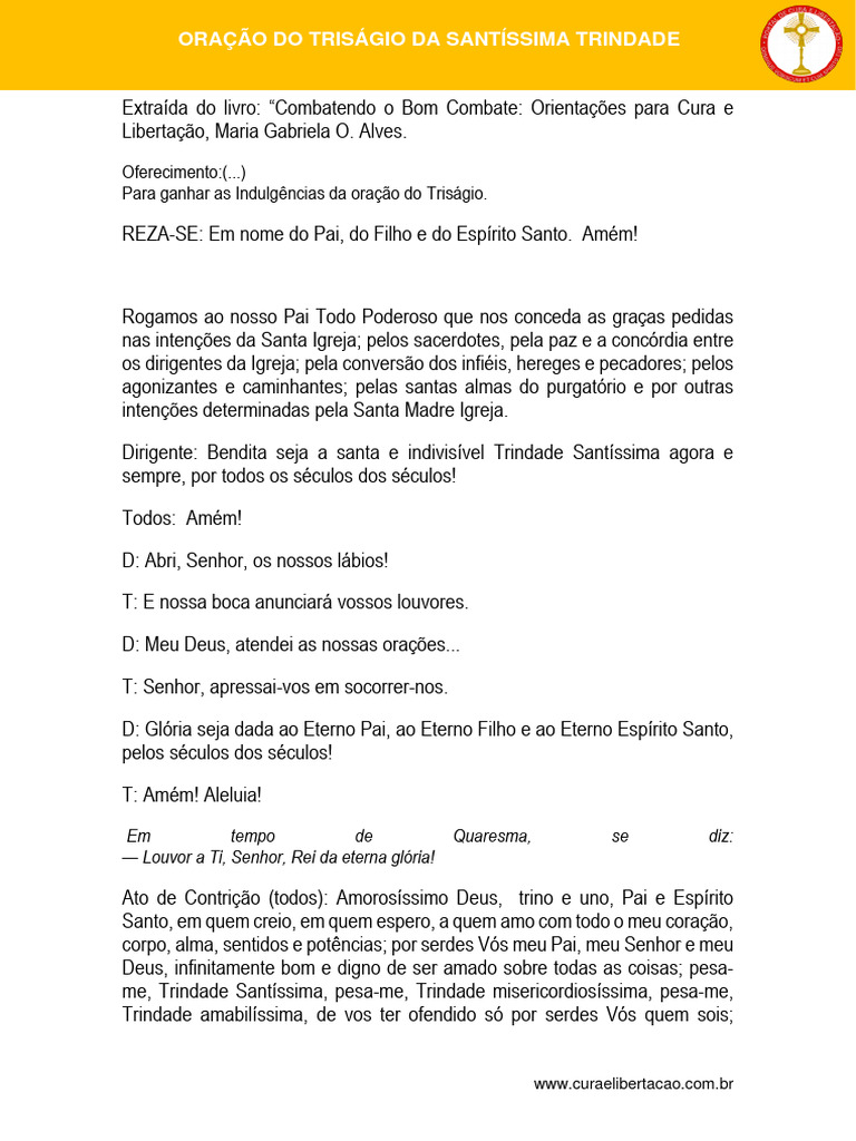 Oração do Triságio da Santíssima Trindade | PDF | Oração | Espírito ...