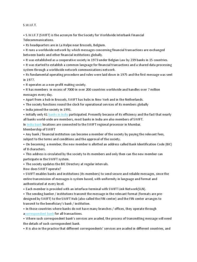 Swift | PDF | Debit Card | Banks