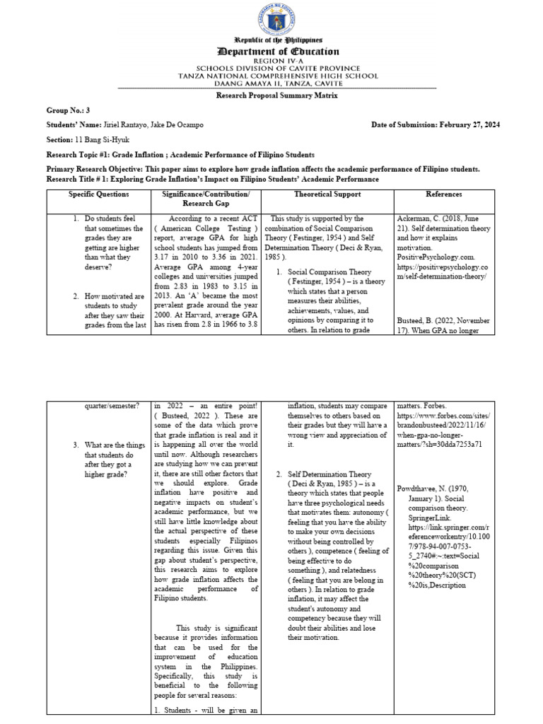 (Template) PR1 - Matrix - Group-No - Section | PDF | Stereotypes | Teachers