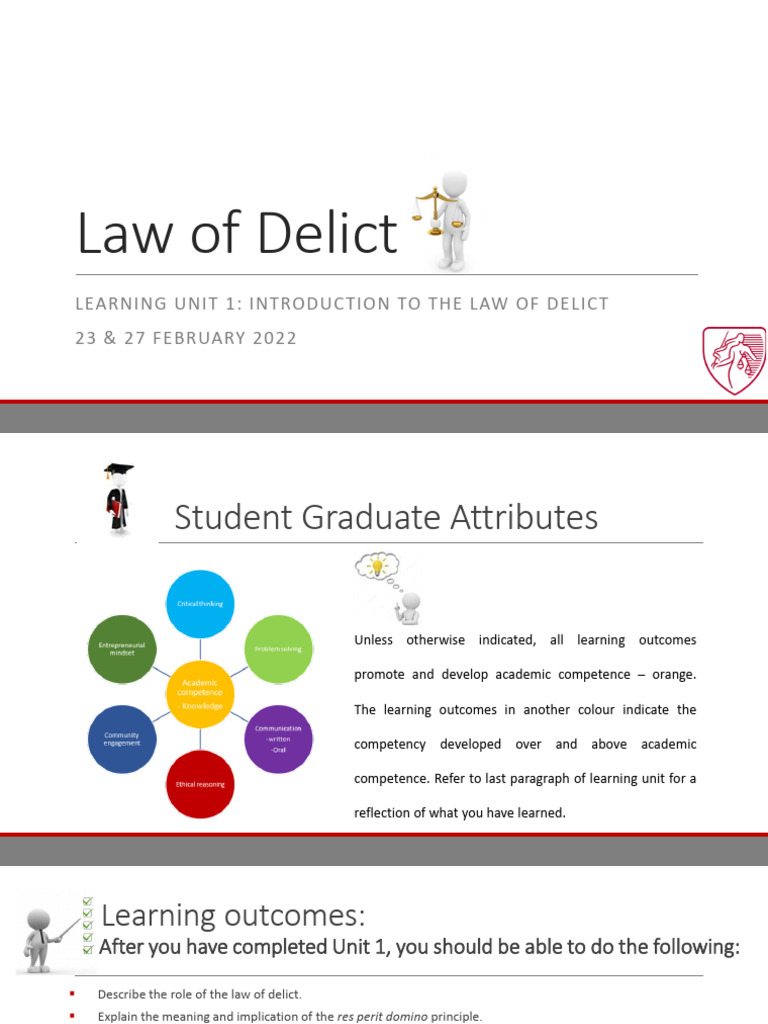 Delict LearningUnit1 PowerPoint | PDF | Justice | Crime & Violence