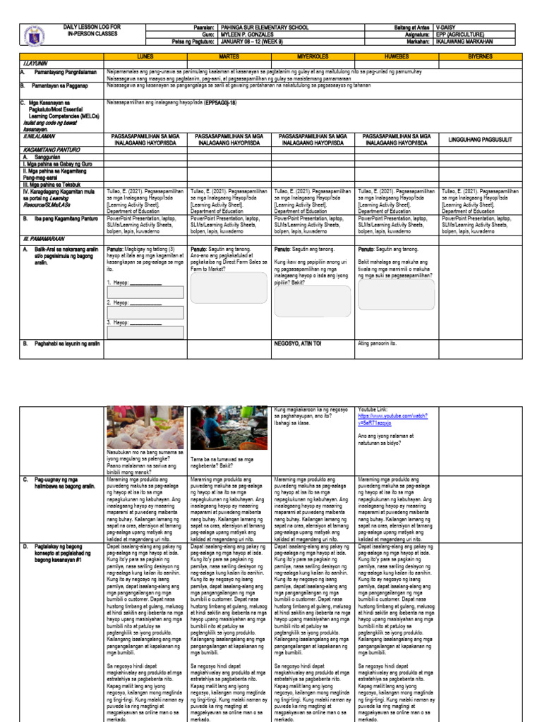 DLL EPP (Agriculture) W9 | PDF