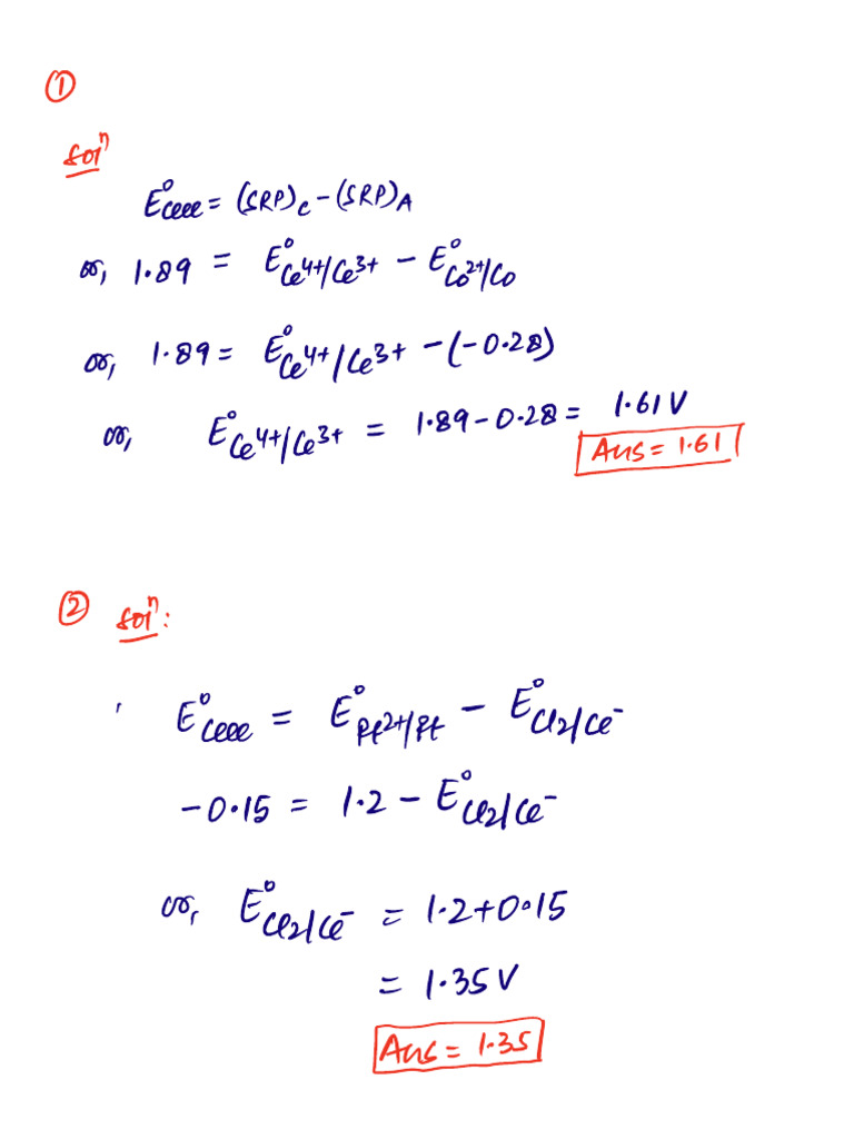 VK Sir Soln Electrochemistry S1 Enthuse | PDF