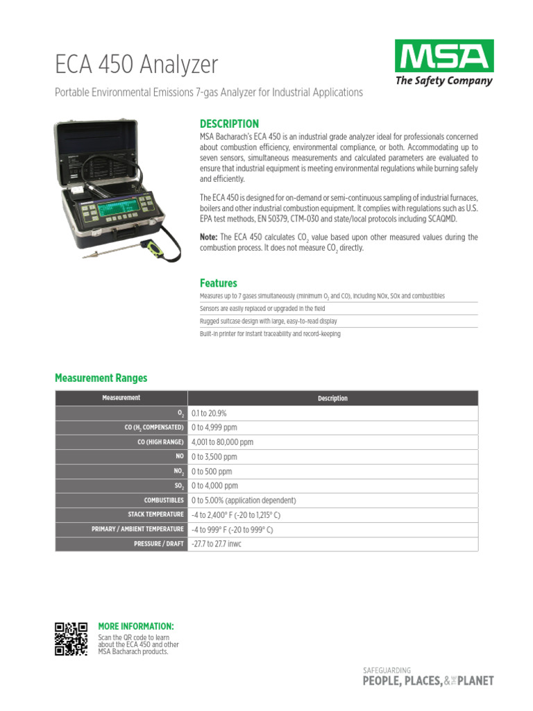ECA 450 - Datasheet - 4900 001 MC | PDF | Combustion | Carbon Dioxide