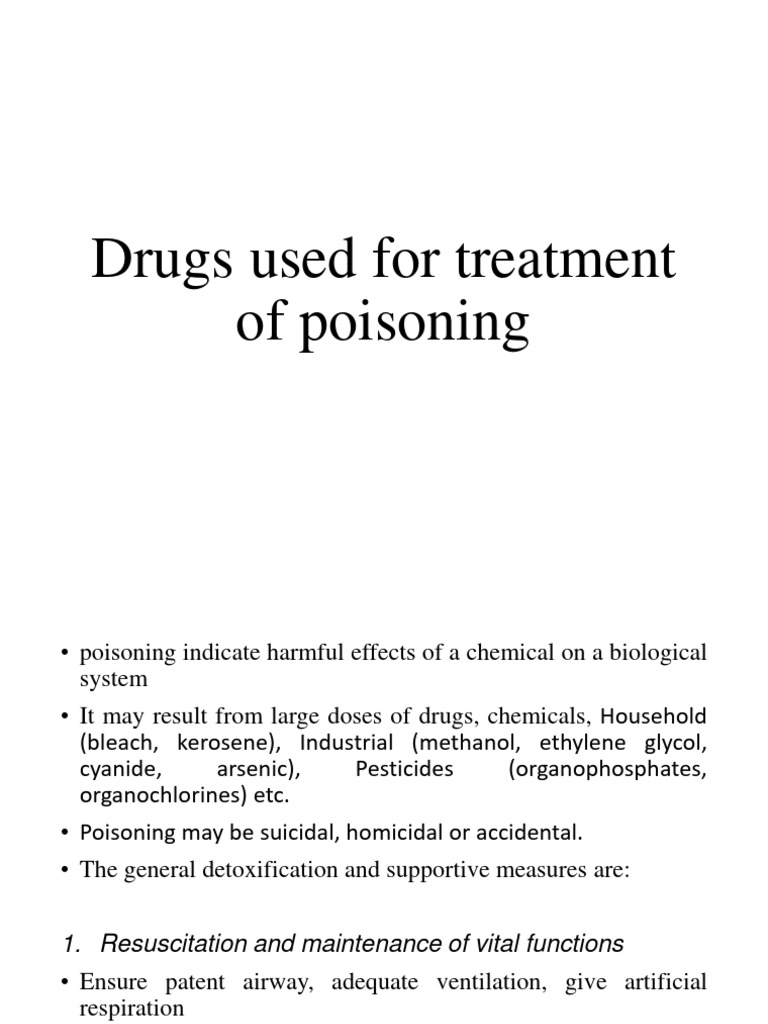 Drugs Used For Treatment of Poisoning | PDF | Cyanide | Adsorption