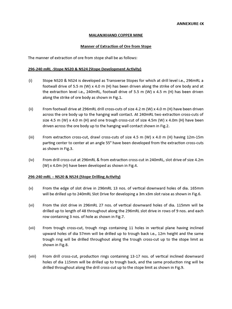 09 Annexure IX Manner of Stoping | PDF | Mining | Minerals