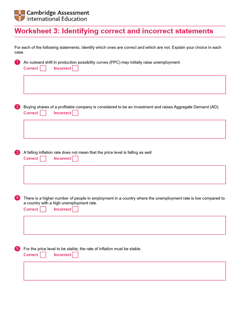 AO1 Worksheet 3 Identifying Correct and Incorrect Statements | PDF AO1 Worksheet 3 Identifying Correct and Incorrect Statements | PDF