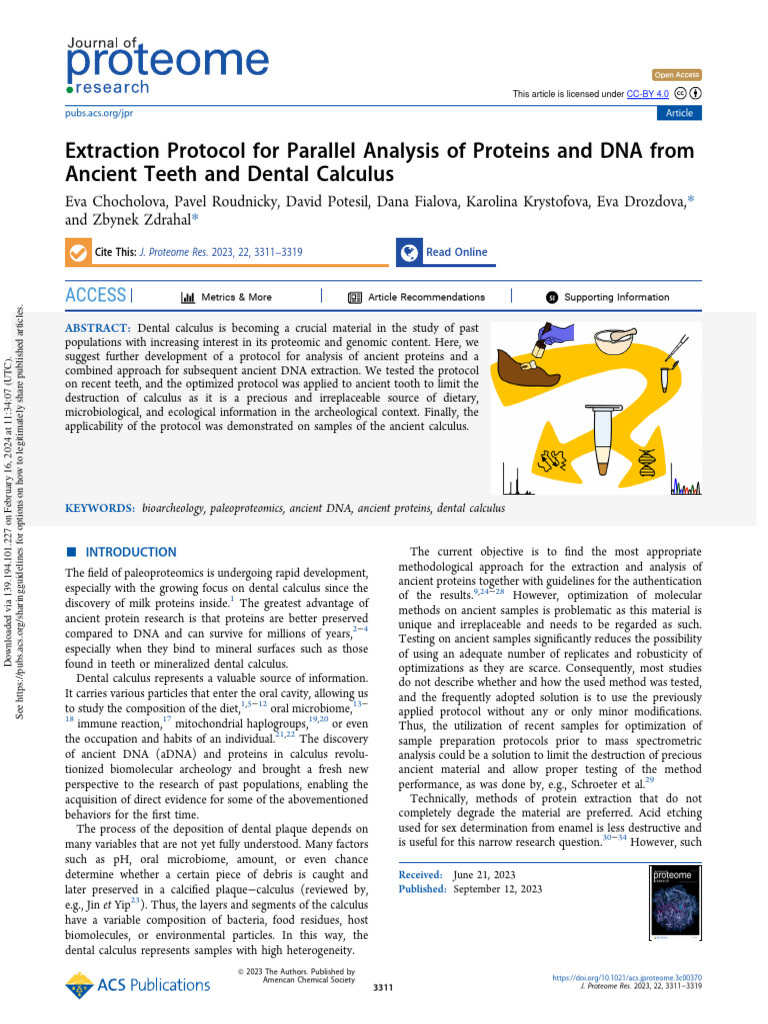 Ancient Teeth Protein & DNA Extraction | PDF | Dna Sequencing | Proteins