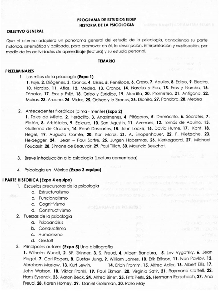 Progra Hist Psic | PDF