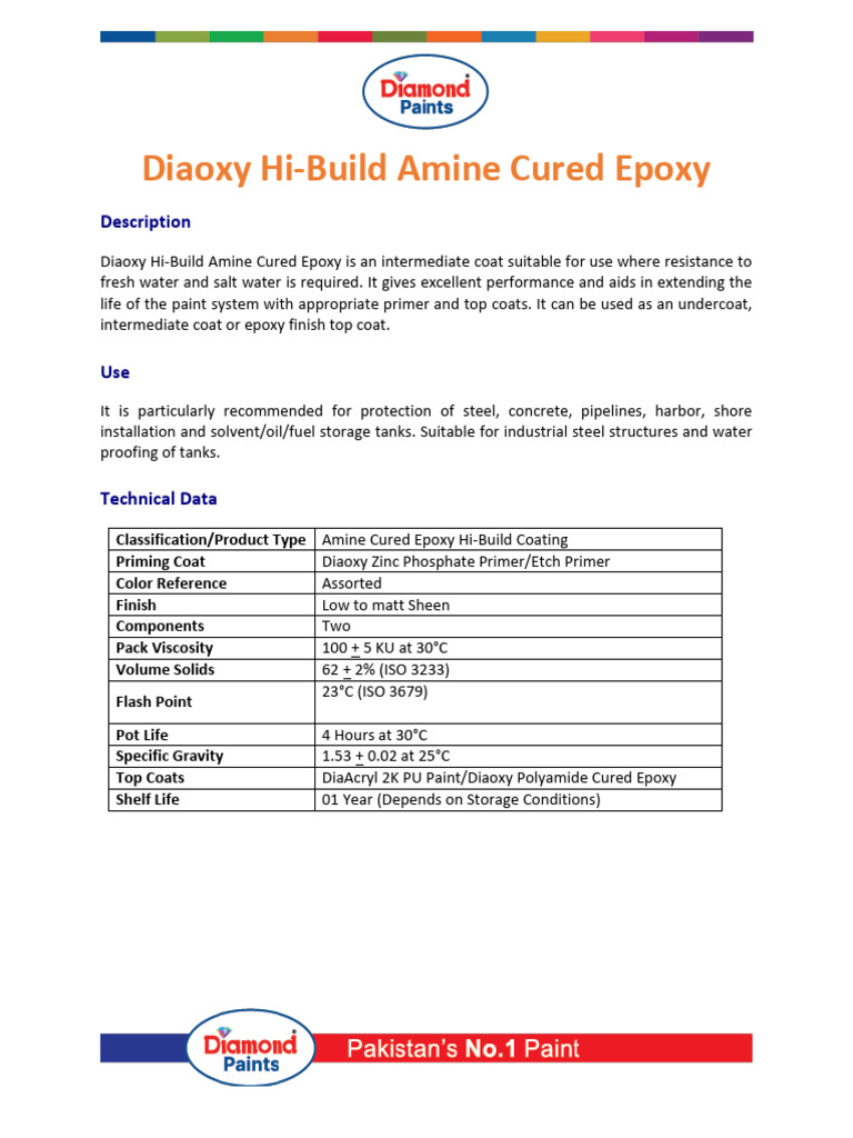 Diaoxy Hi-Build Amine Cured Epoxy | Download Free PDF | Epoxy | Chemistry