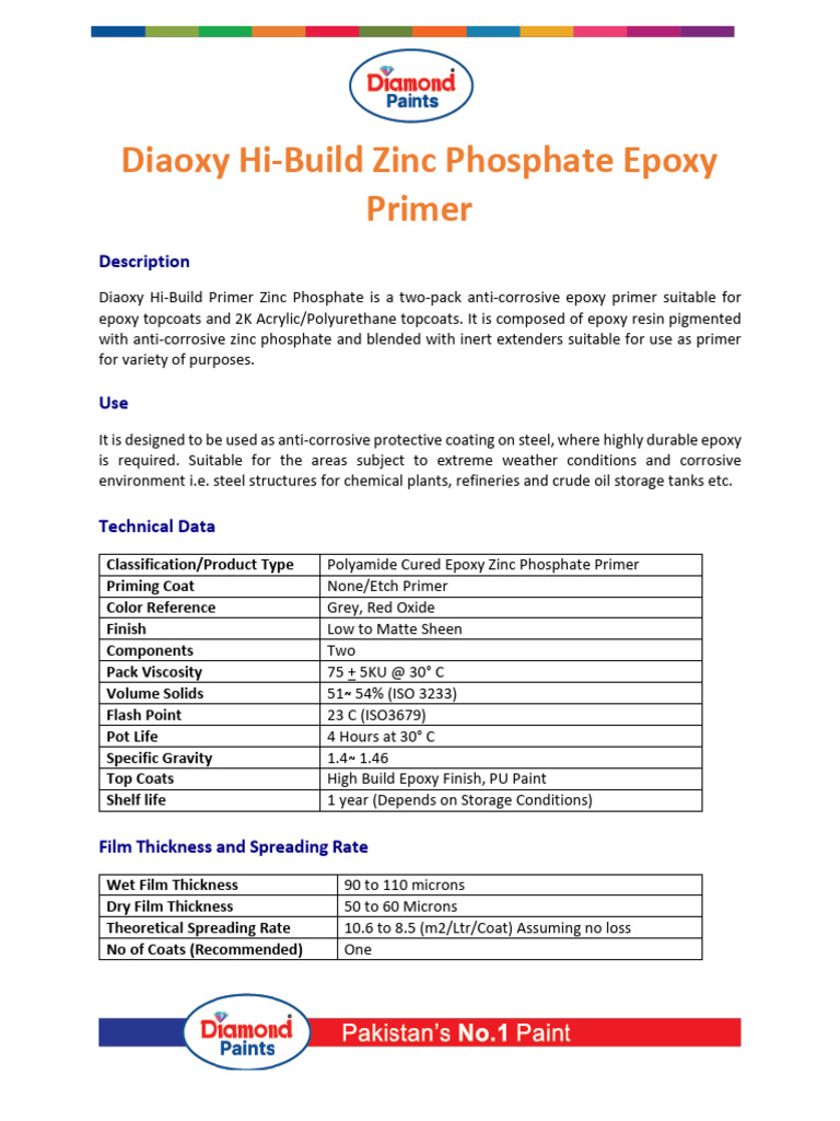 Diaoxy Hi-Build Zinc Phosphate Epoxy Primer | PDF | Epoxy | Materials Diaoxy Hi-Build Zinc Phosphate Epoxy Primer | PDF | Epoxy | Materials