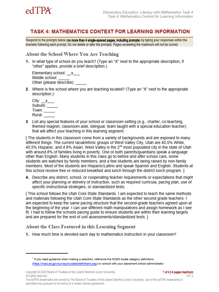 Task 4 Part A Math Context For Learning | PDF | Individualized Education Program | Learning