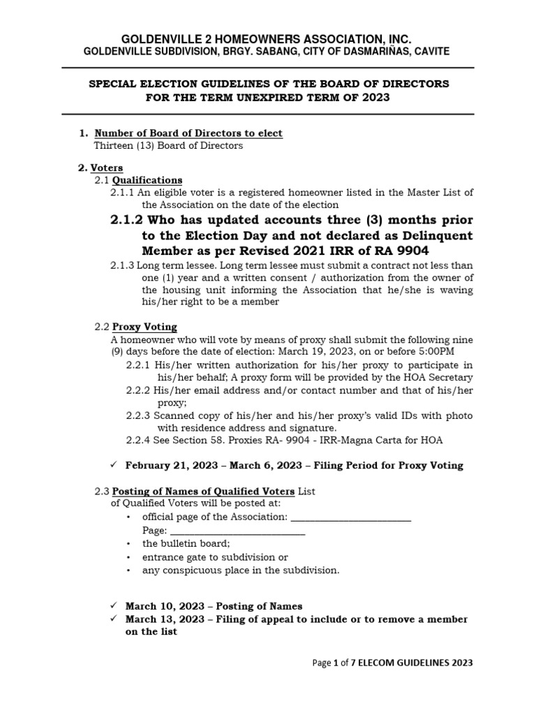 Guidelines Tarp 2023 | PDF | Voting | Political Events