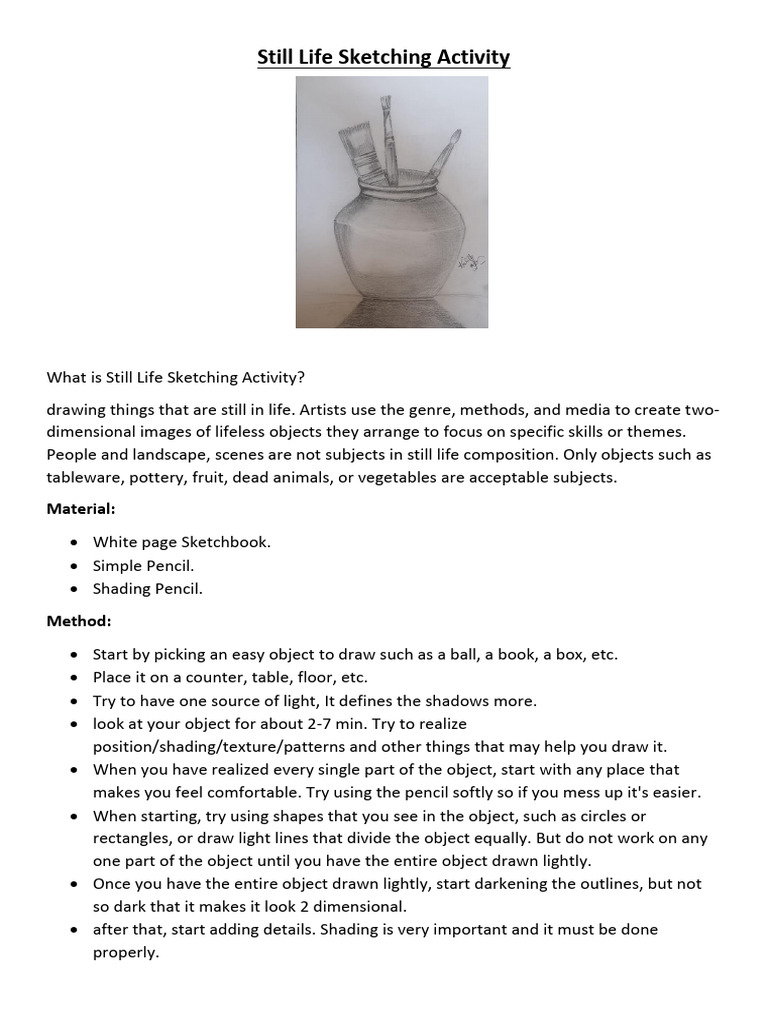 Still Life Sketching | PDF